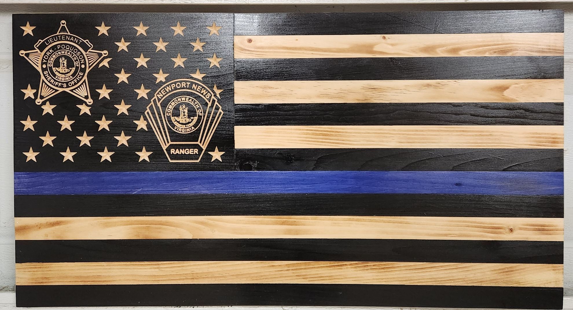 Rustic Flags of Virginia - Thin Blue Line Flag