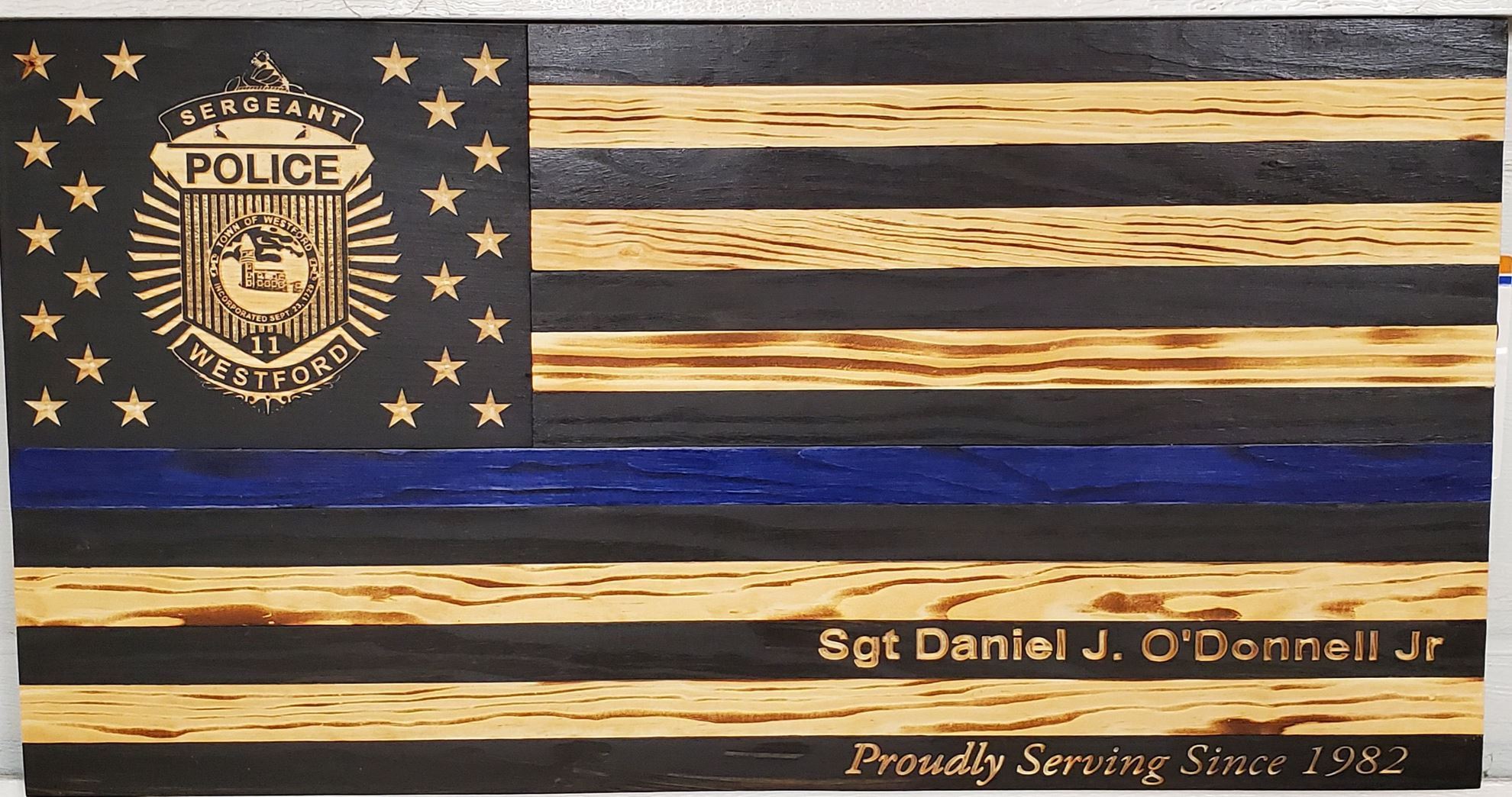 Rustic Flags of Virginia - Thin Blue Line Flag