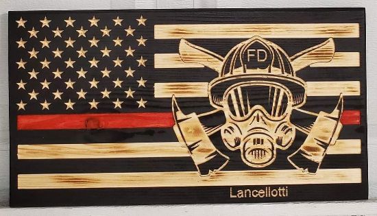 Rustic Flags of Virginia - Total Carved Firefighter Flag